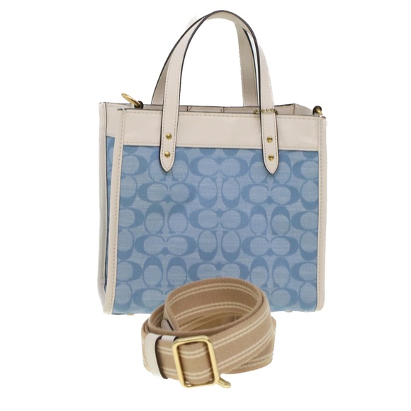 Coach | Bags | Coach Signature Canvas Hand Bag 2way Blue Auth 44679 ...